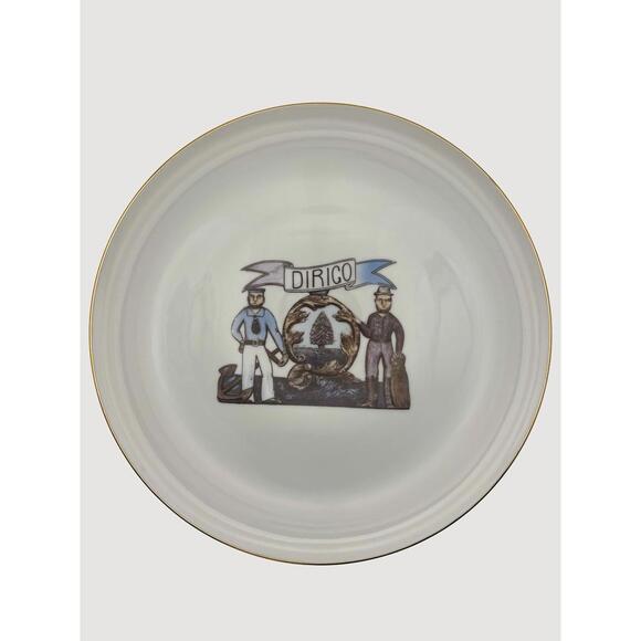 Accents | Vintage Dirigo Maine State Seal Plate Gold Rim Porcelain Hand ...